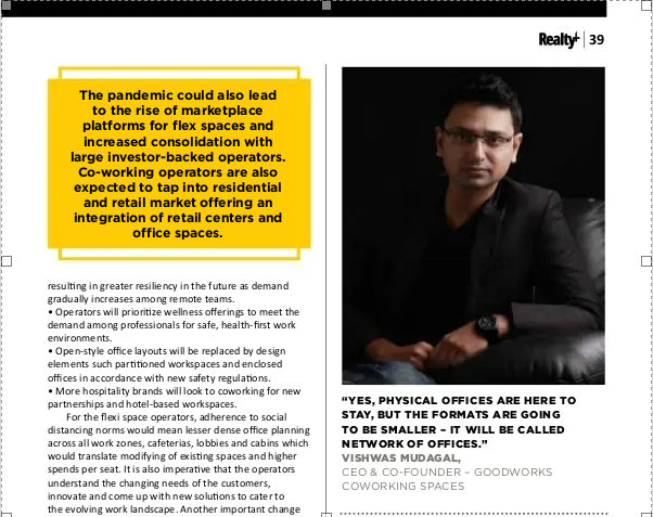Vishwas Mudagal - Co-founder GoodWorks CoWorking Spaces Got Featured in ...