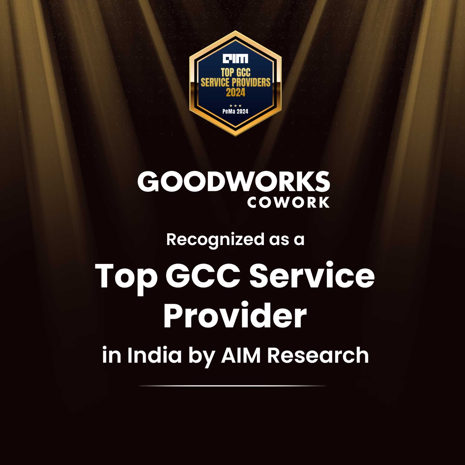 Top GCC Provider in India: GoodWorks Cowork Recognised by AIM